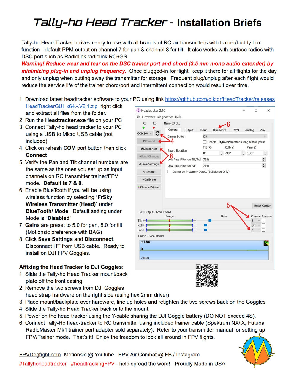 Motionsic Tally-ho Head-tracker - for head tracking FPV RC planes